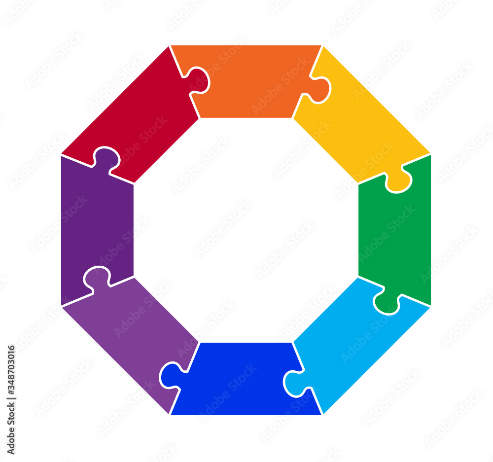 Eight Part Octagon Puzzle Graphic Stock Vector | Adobe Stock