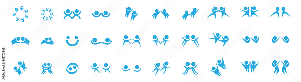 Abstract People Logo Set. Human Figure Isolated On White Background ...