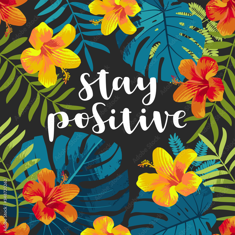 Vecteur Stock Stay Positive motivation quote hand lettering greeting ...