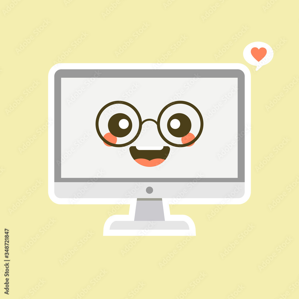 laptop computer kawaii character device. Technology and social media ...