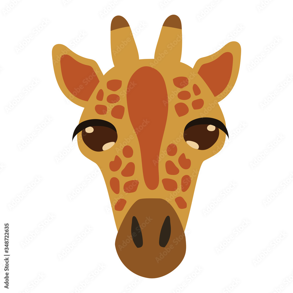African Animal - Giraffe Head/Face - Vector Cartoon Stock Vector ...