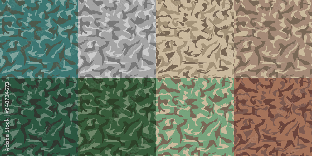 Camouflage army set seamless pattern. Military texture seamless pattern ...