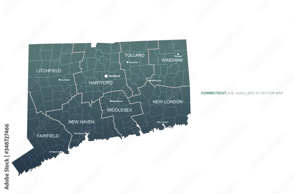 conneticut map. vector map of conneticut, U.S. states. Stock Vector ...