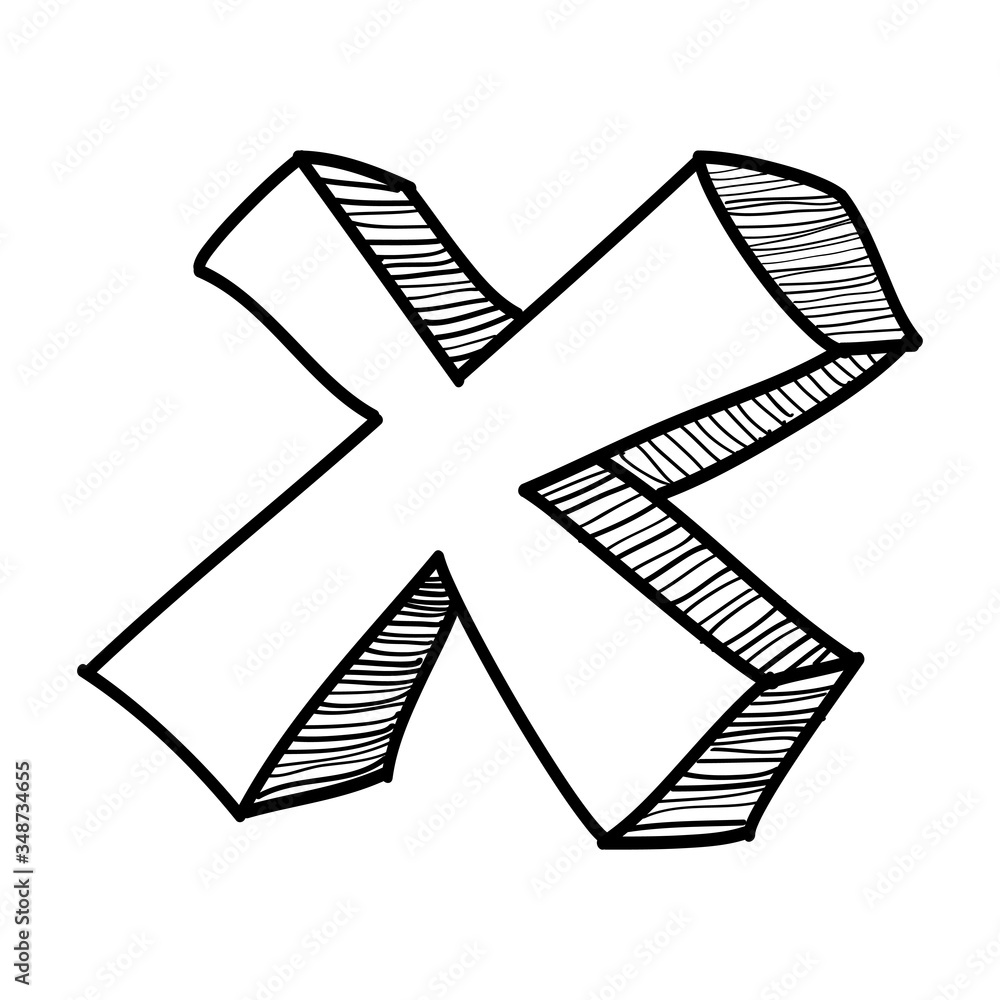 Hand drawn X icon. doodle of wrong sign or false mark. vector ...