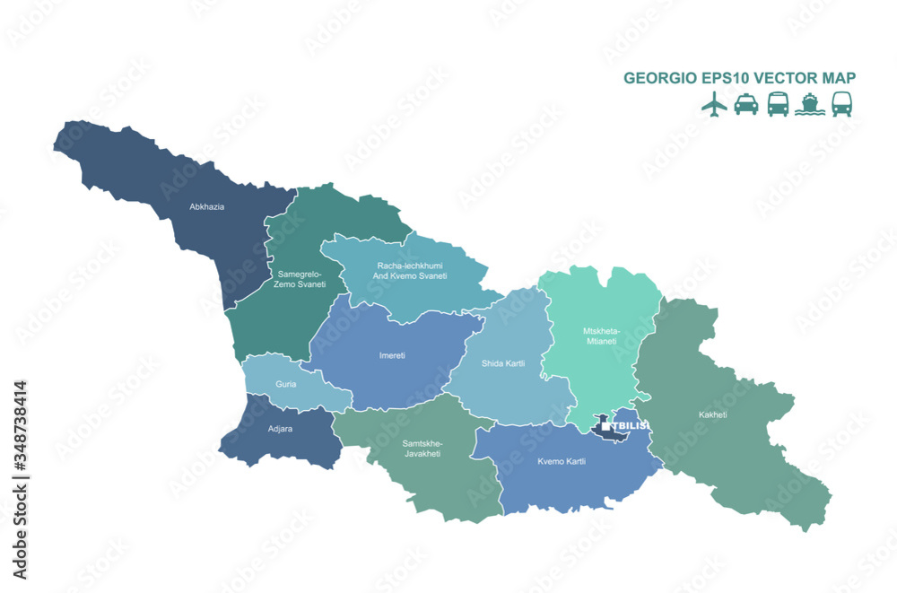 georgia map. vector map of georgia in european country. Stock Vector ...