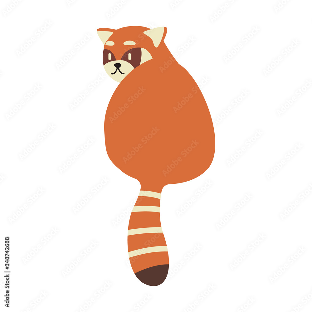 Cute Cartoon red panda, Vector illustration red panda on a white ...