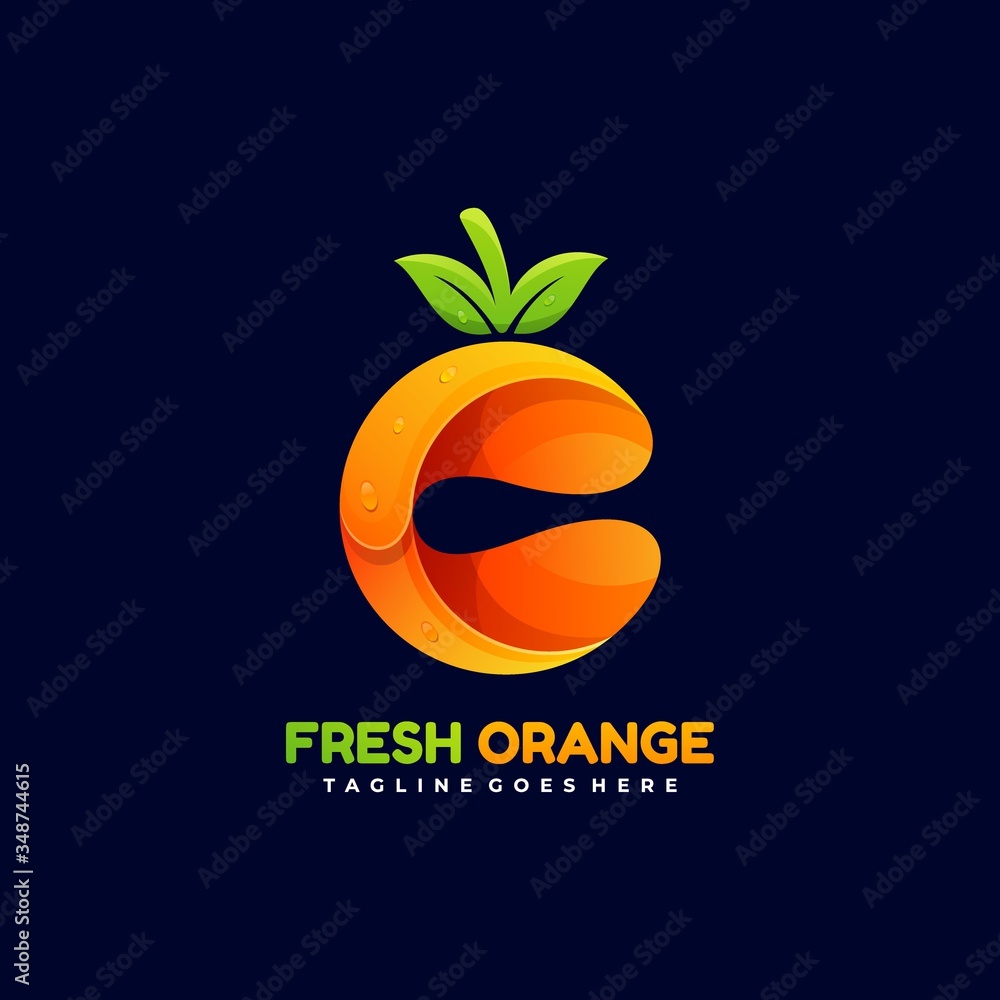 Vector Logo Illustration Fresh Orange Gradient Colorful Style Stock ...