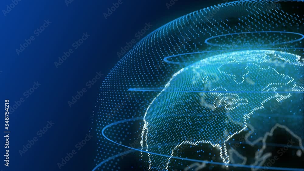 Digital planet of Earth , 3d animation of sci fi look of the planet ...