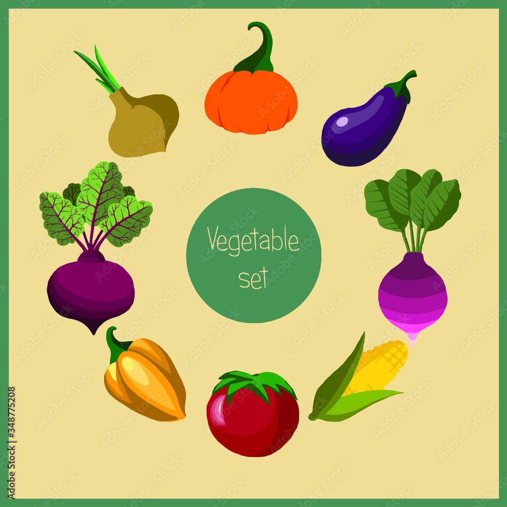Vegetables icon collection. Vector cartoon illustration. Stock Vector ...