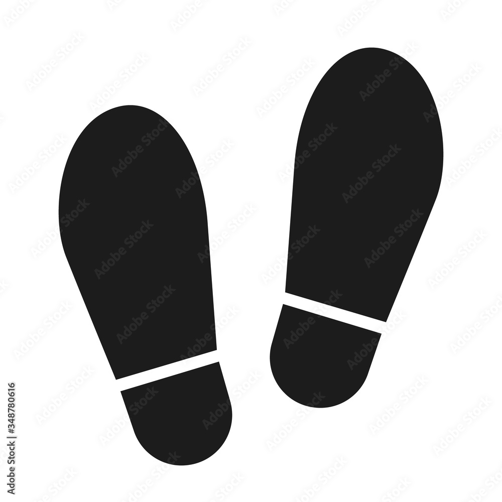 Safe social distance mark. Foot sole icon. Stand here caution sign for ...
