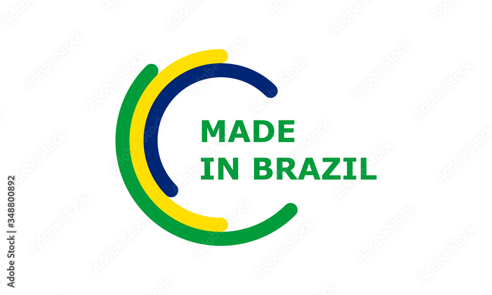 made in brazil, rounded rectangles vector logo on white background ...