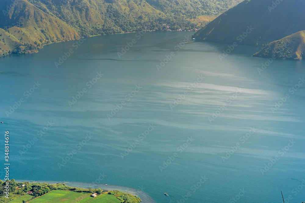 Lake Toba, the largest volcanic lake in the world, located in the ...