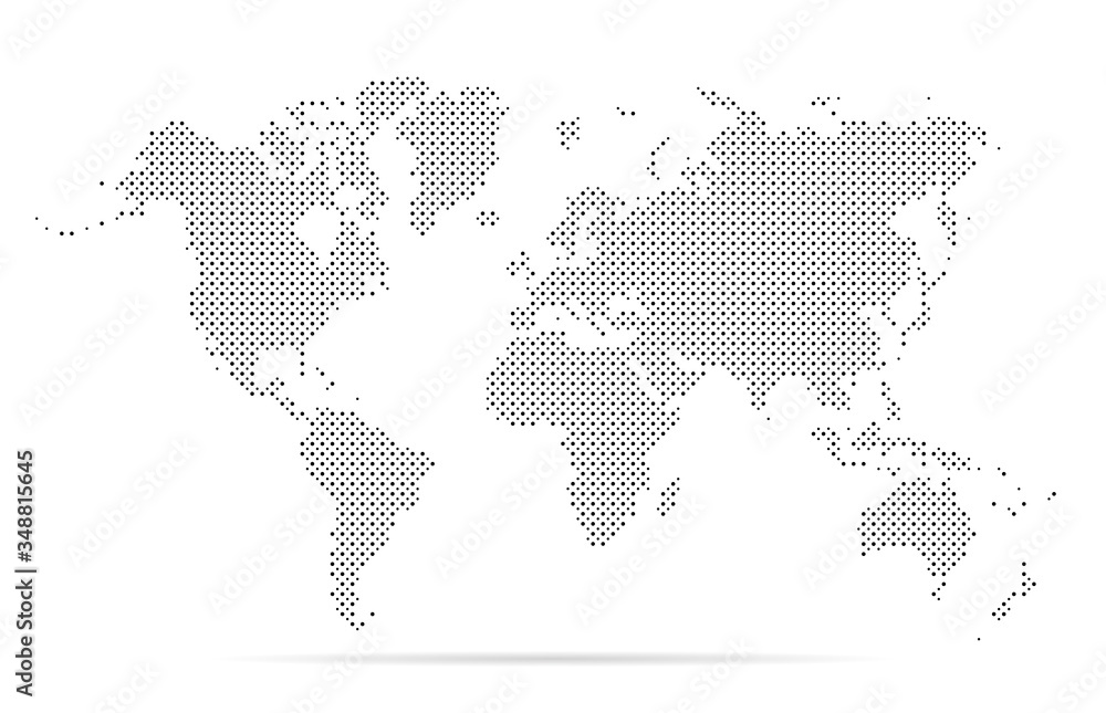 Dotted map world. Simple digital dot. Worldmap global point. Earth ...