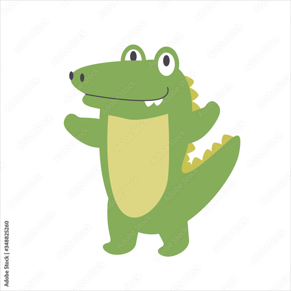 Cartoon alligator isolated on white background. Zoo animals ...