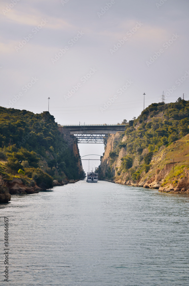 Corinth Canal, tidal waterway across the Isthmus of Corinth in Greece ...