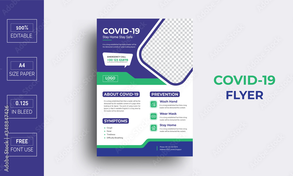 Covid-19 flyer layout. corona virus prevention flyer template Design ...