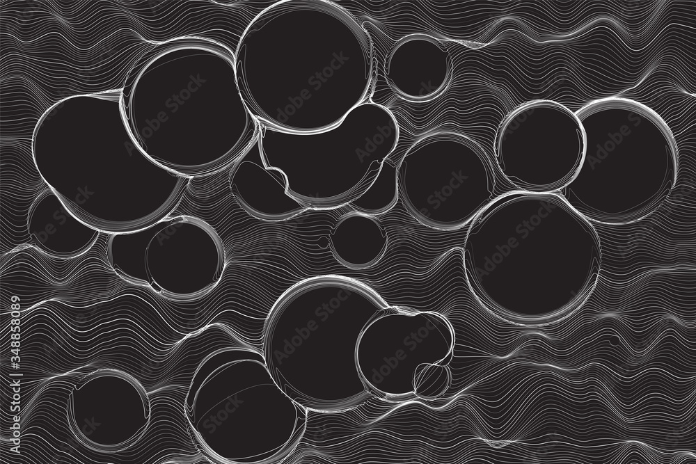 Ultra thin line bubble fluid geometry. Dynamic vector spherical ...