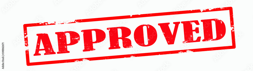 Red stamp with the words "APPROVED" isolated on white background with ...