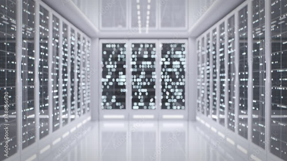 Artificial Intelligence Concept Loopable Background Shot For Portraits White Server Room In