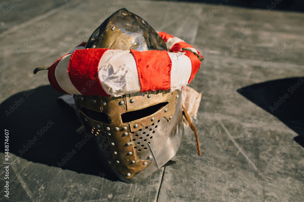 Medieval and Armoured Knight's Helmet. Games for the throne. Stock ...
