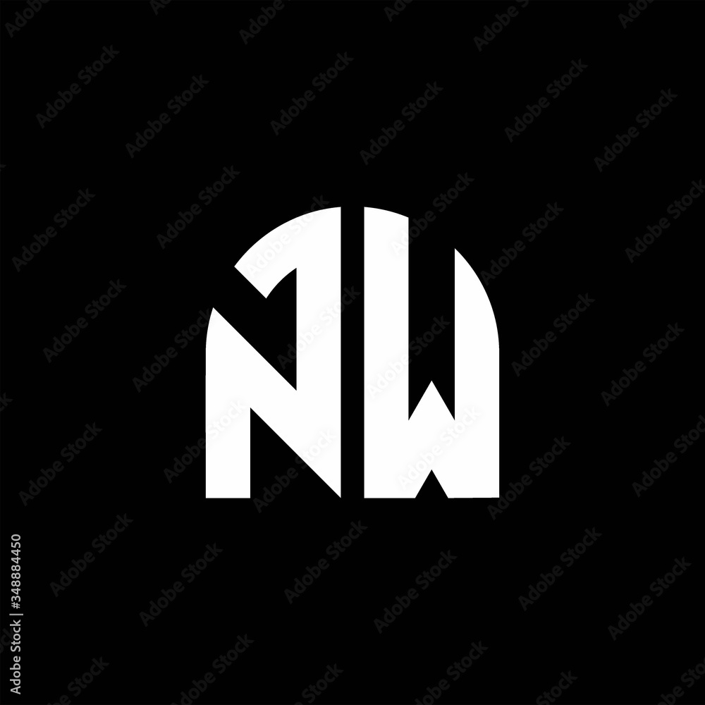 NW monogram logo with curve shape design template Stock Vector | Adobe ...