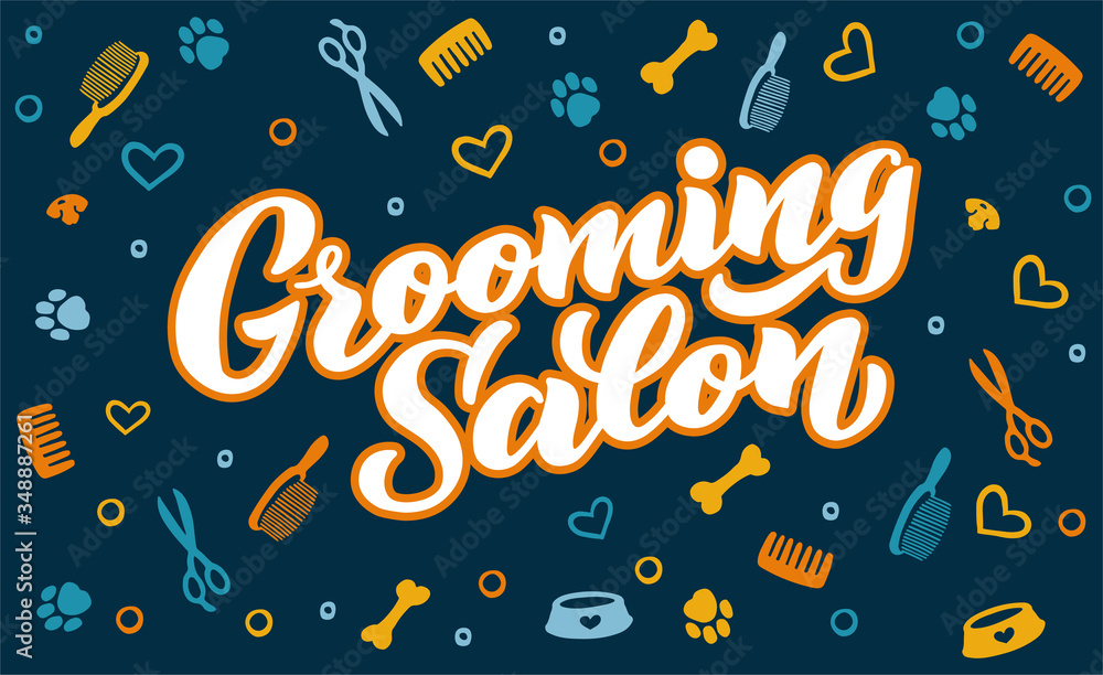 Grooming salon lettering for your business. Logo for dog hair salon ...