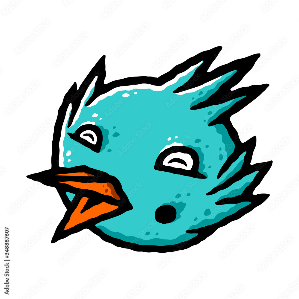 Bird face. Cartoon smiley bird face on white background isolated. Stock ...