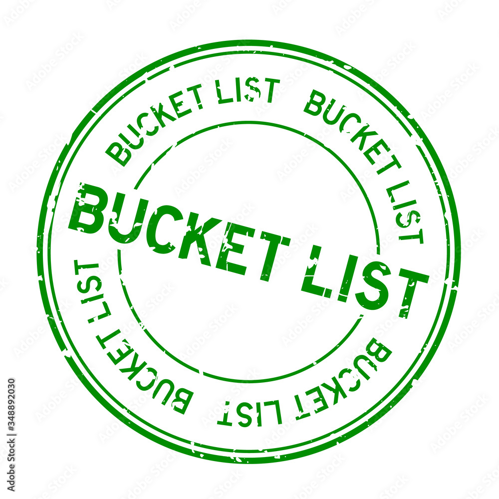 Grunge green bucket list word round rubber seal business stamp on white ...