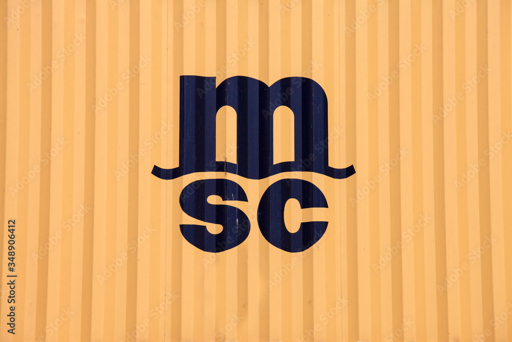 MSC Container marked with the company logo. Stock Photo | Adobe Stock