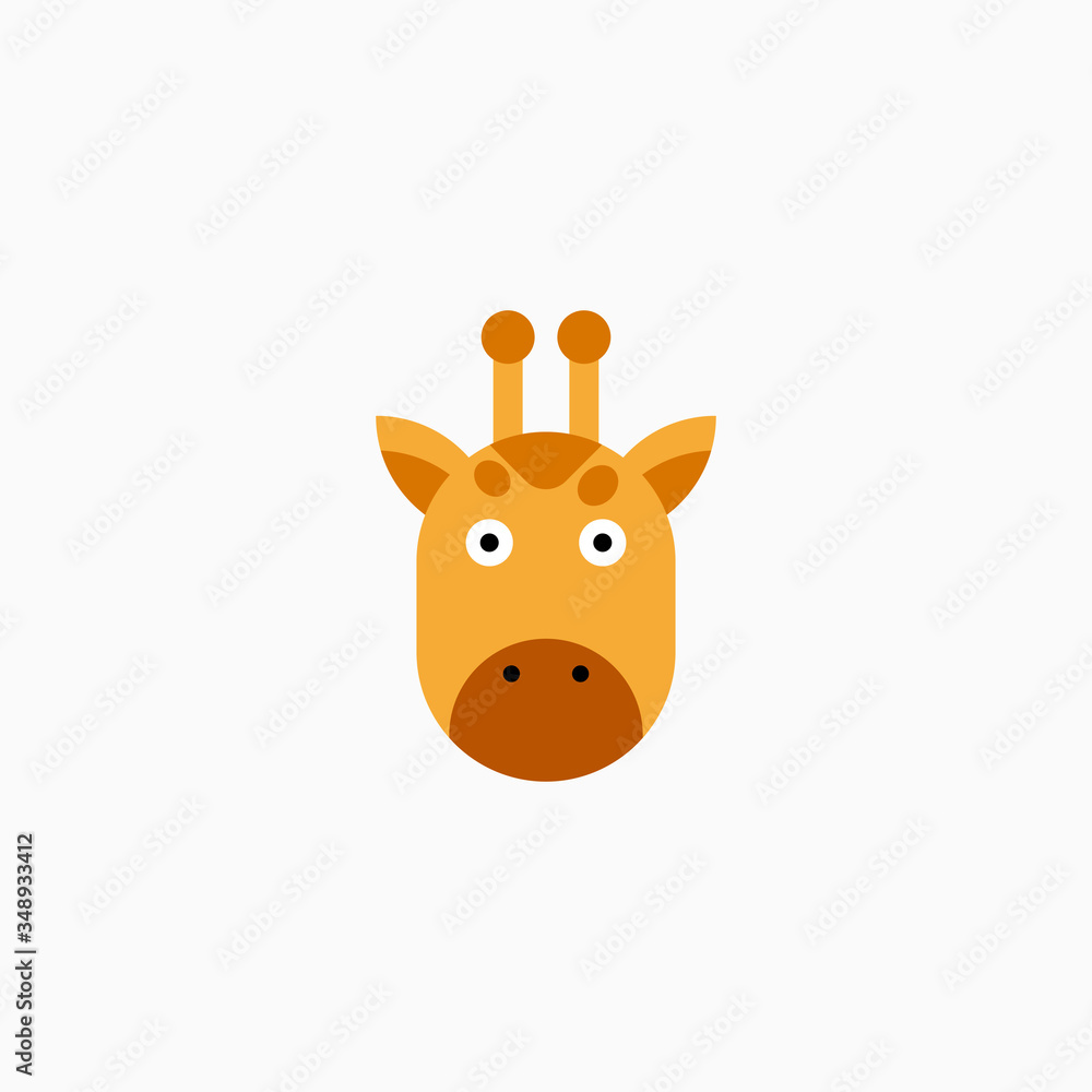 Vector Flat Giraffe's face isolated. Cartoon style illustration. Animal ...