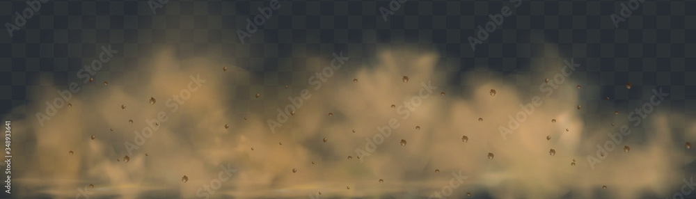 Dust cloud with particles with dirt,cigarette smoke, smog, soil and ...
