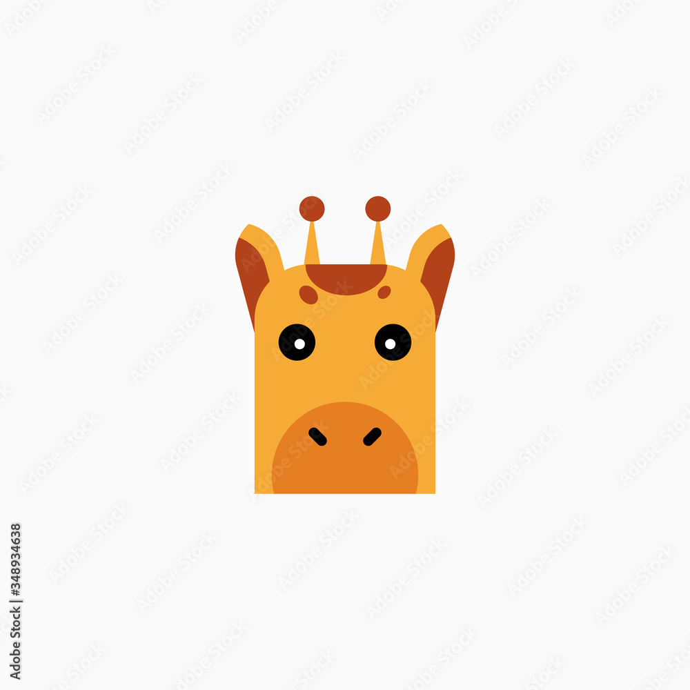 Vector Flat Giraffe's face isolated. Cartoon style illustration. Animal ...