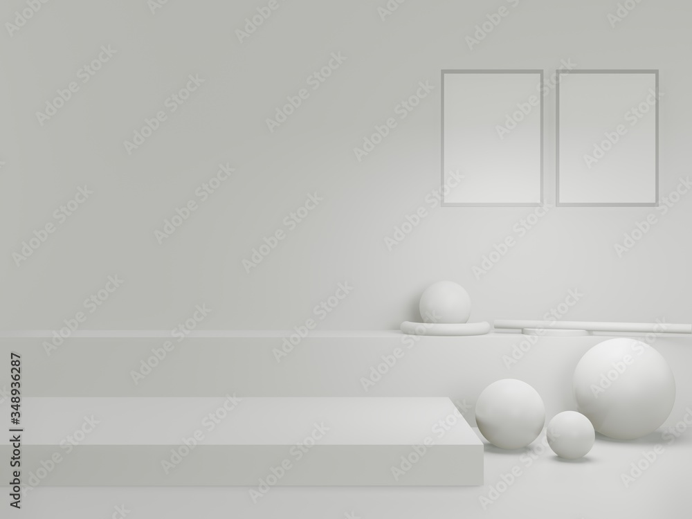 Product placement space in a white room. 3D rendering white color for a ...