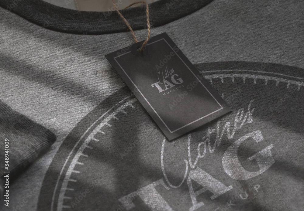 Clothing Tag Mockup on Sweatshirt with Shadow Overlay Stock Template ...