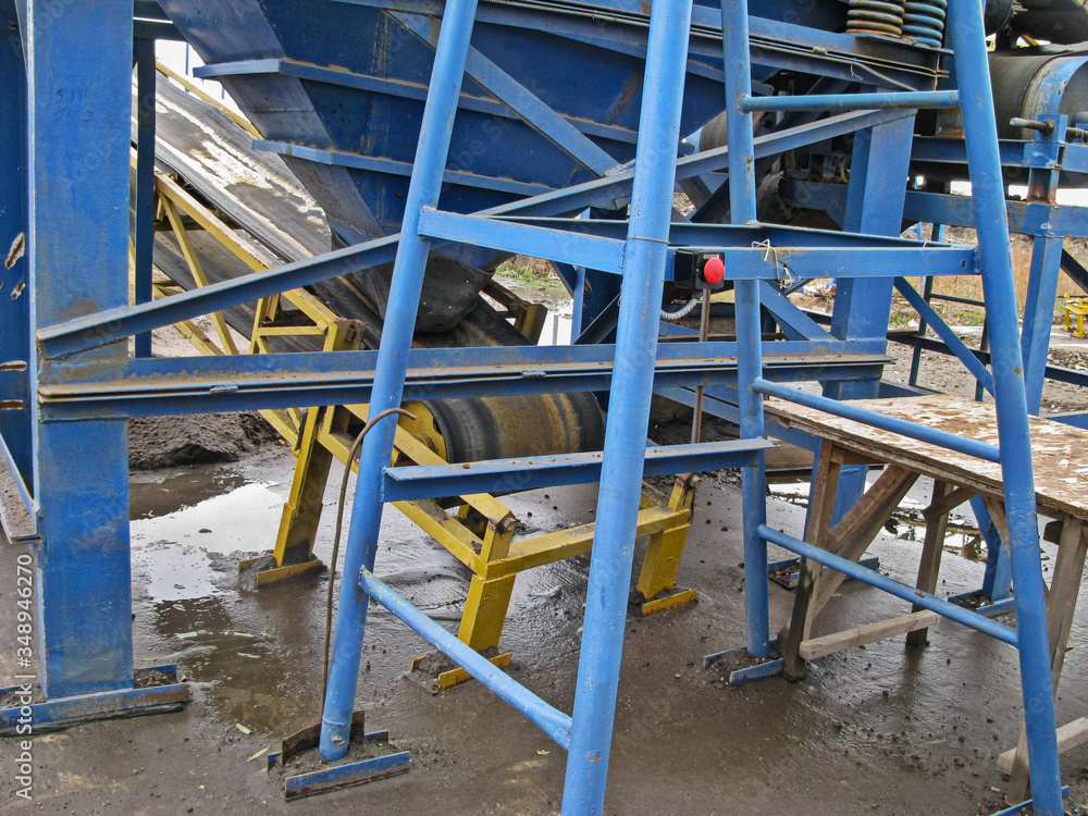 Distribution Hopper, Belt Conveyor and Emergency Stop Button as Part of ...