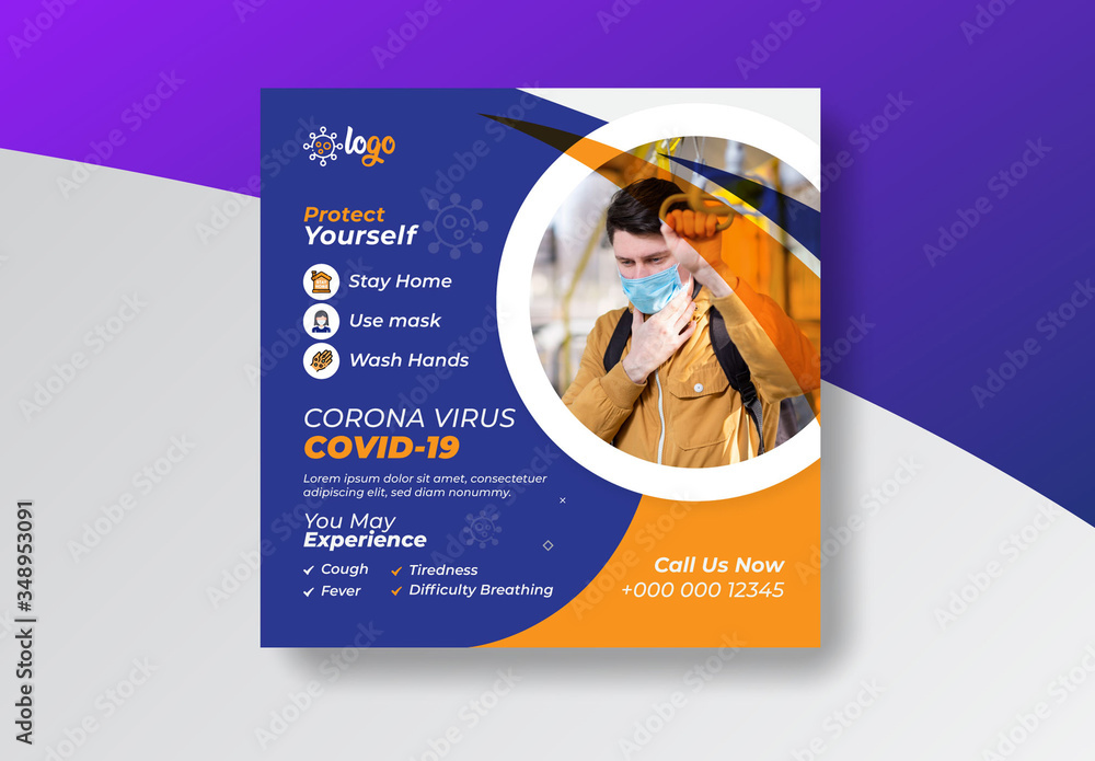 COVID-19 Awareness and Preventation Social Media Post Layout Stock ...