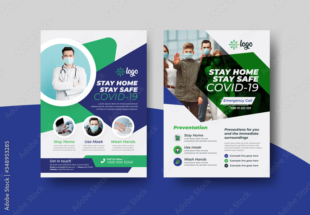 Coronavirus Awareness Flyer Layout Pack with Green and Blue Accents ...