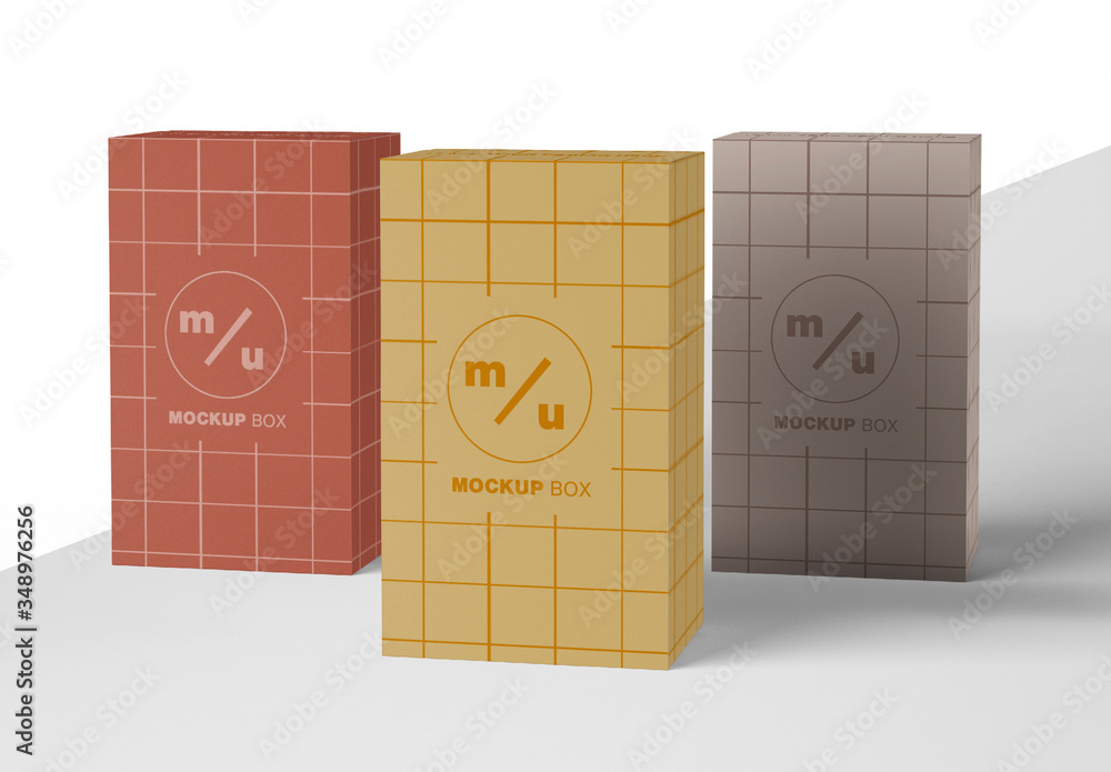 Three Paper Boxes Packaging Mockup Stock Template | Adobe Stock