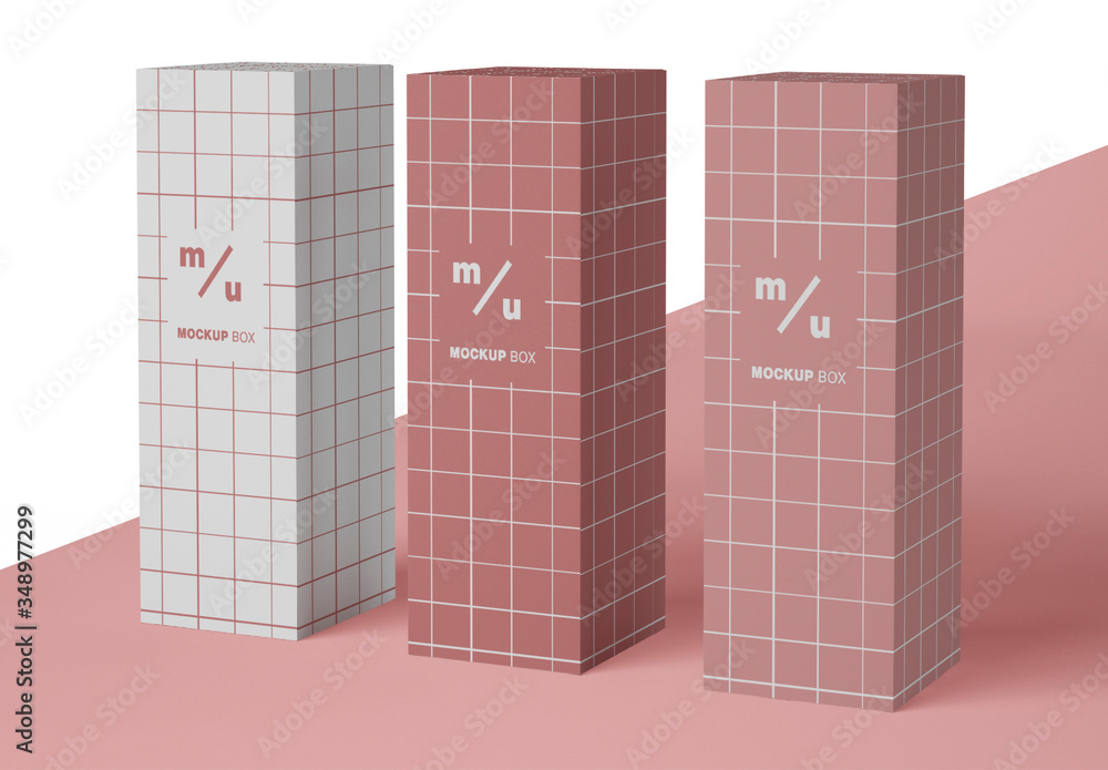 Three Rectangular Boxes Packaging Mockup Stock Template | Adobe Stock