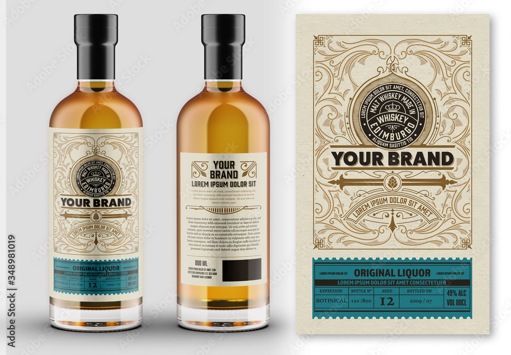 Vintage Liquor Bottle Packaging Layout Stock Template | Adobe Stock