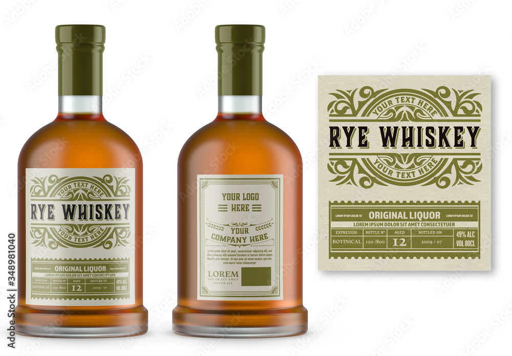Vintage Liquor Bottle Packaging Layout Stock Template | Adobe Stock