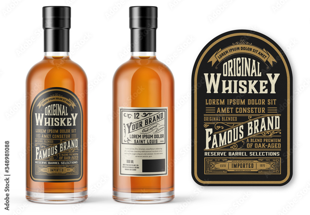 Vintage Liquor Bottle Packaging Layout Stock Template | Adobe Stock