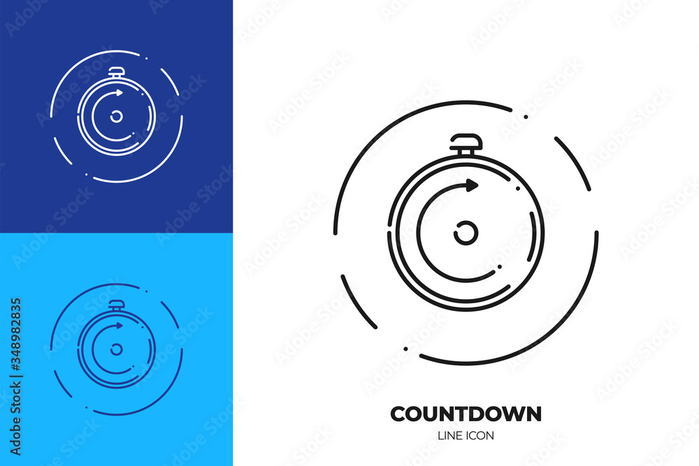 Stop clock line art vector icon. Outline symbol of time chronometer ...