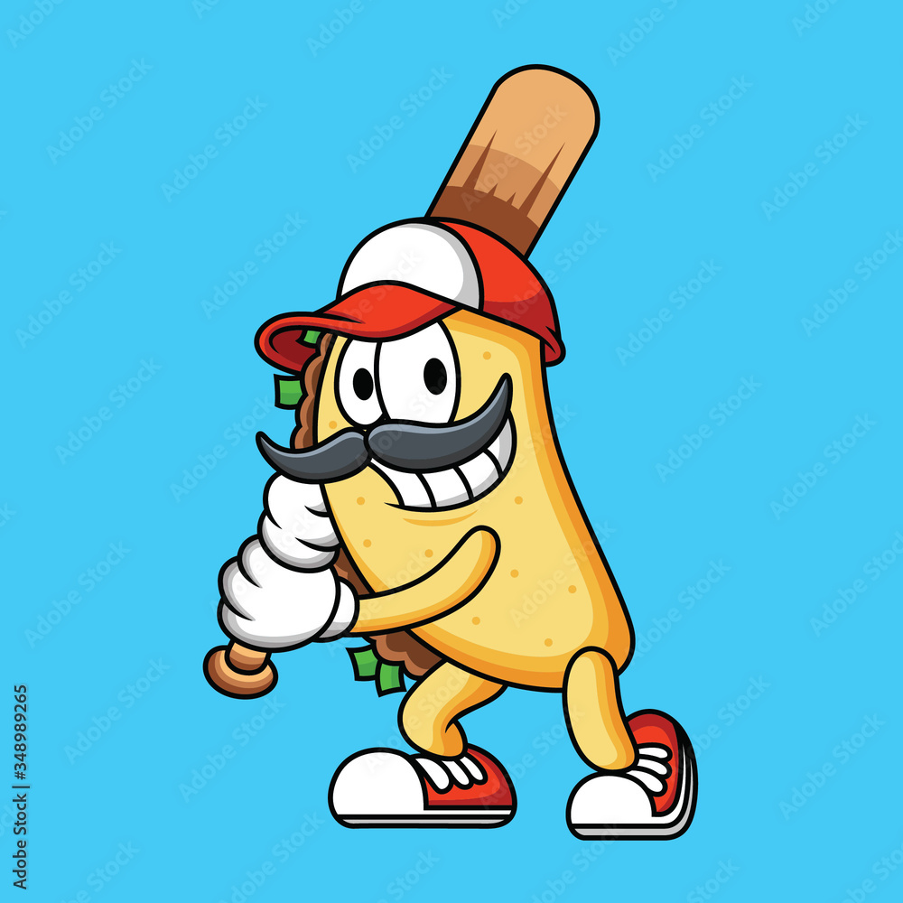 taco cartoons are hitting the ball Stock Illustration | Adobe Stock