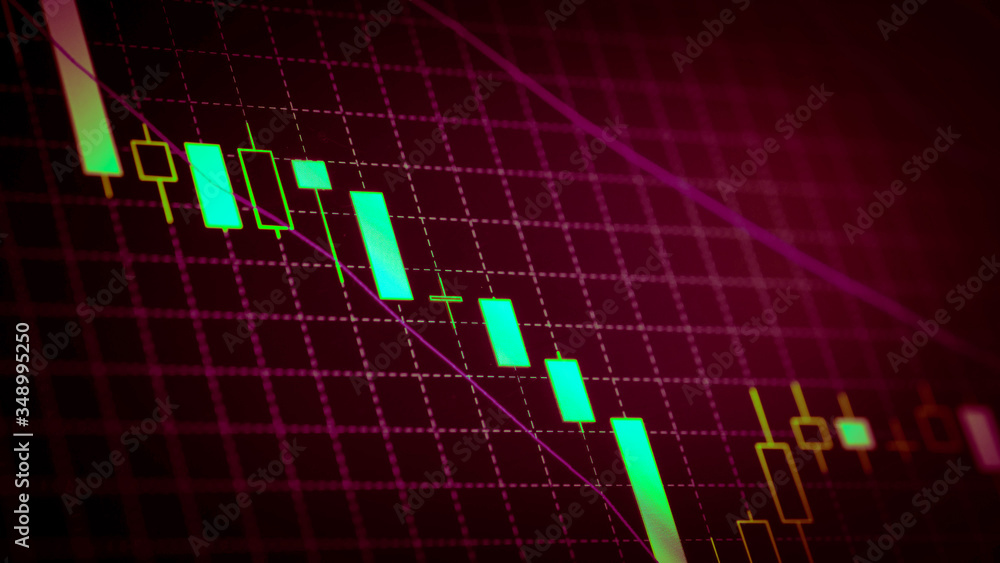 Candlestick chart Down trend of trading graph in graphic concept ...