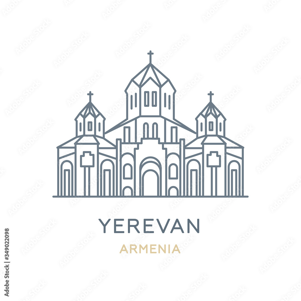 Yerevan, Armenia. Line icon of the city in Western Asia. Outline symbol ...