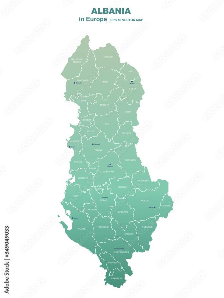 albania map. vector map of albania in europe country. Stock Vector ...