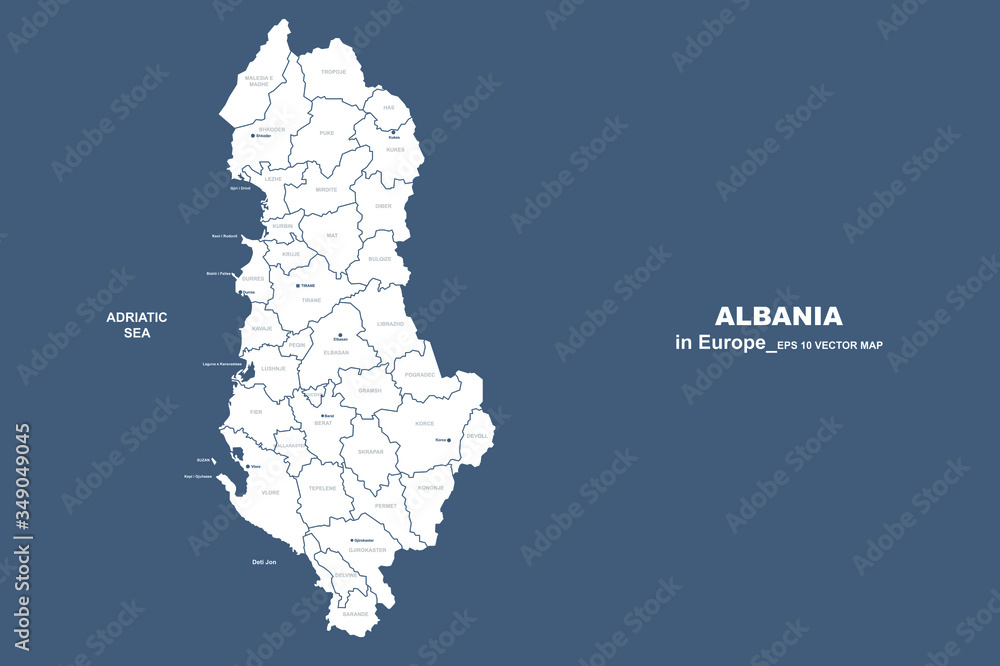 albania map. vector map of albania in europe country. Stock Vector ...