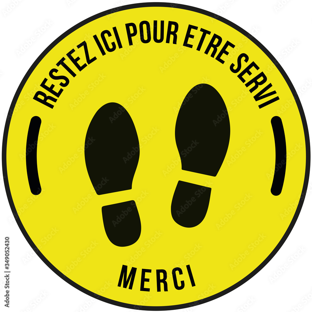 Panneau sur la mesure "restez ici pour être servi" et "merci" écrit en ...