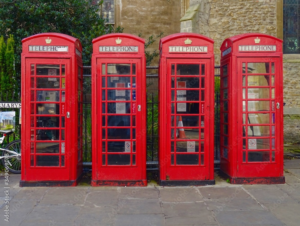 Telephone Booths On Sidewalk Against Building Stock Photo | Adobe Stock